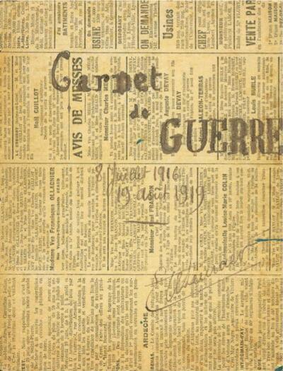 Carnet de guerrre juillet 1916 aout 1919 d'Edouard Meunier | Europeana