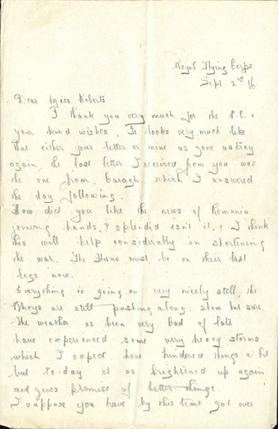 Herbert Morris R.F.C. Sept 2nd 1916 | Europeana