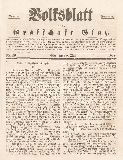 Volksblatt für die Grafschaft Glatz, 1848, Jg. 9, Nr. 26 | Europeana