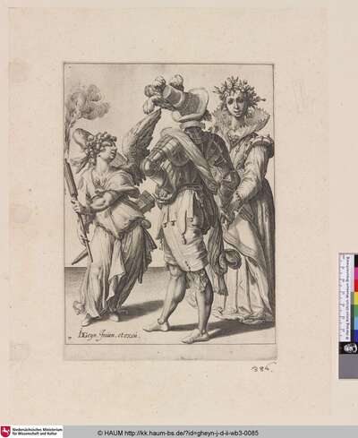 [Cupido mit Augenbinde und Fackel vor einem Paar; A Blindfold Cupid ...