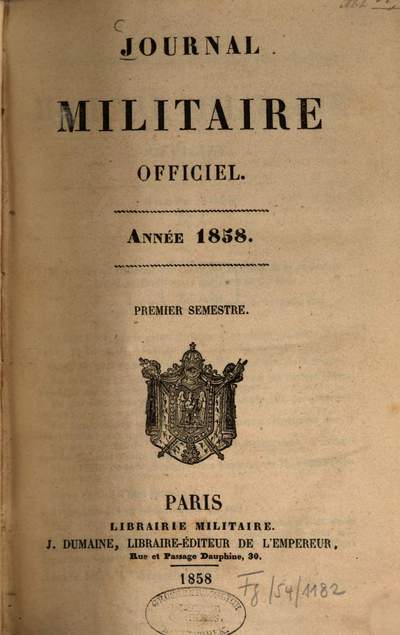 Journal militaire officiel, 1858,1 | Europeana