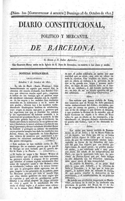Diario constitucional, político y mercantil de Barcelona: Año 1821, no ...