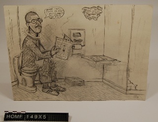 Tegning, mand på toilet/WC, papir, Tegninger, Billedkunst ...