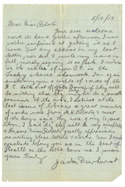 Letter DCLA/RDFA1.05.034 from Jack Dewhurst to Monica Roberts | Europeana