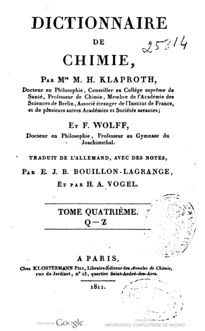 Dictionnaire de chimie | Europeana