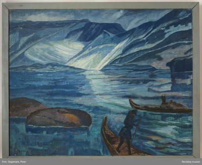Målning av Emilie Demant Hatt, inv.nr NM.0246067. Fjällandskap med ...