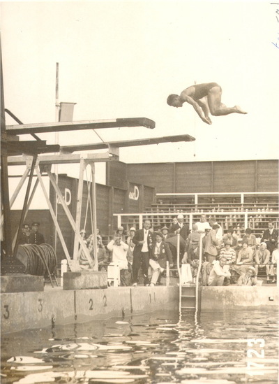 Persfoto Olympische Zomerspelen 1928 Amsterdam, 1723 schoonspringen ...