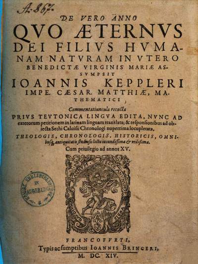 De Vero Anno Quo Aeternus Dei Filius Humanam Naturam In Utero ...
